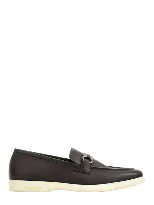 FERRAGAMO Gancini Leather Loafers - Brown