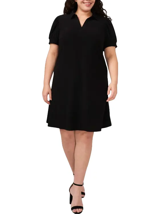 CECE DUPRAZ Knit Polo A-line Dress - Rich Black