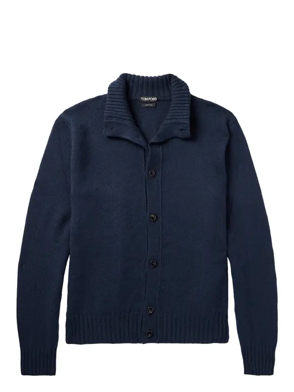 TOM FORD Wool, Cashmere And Mohair-blend Cardigan - Blue