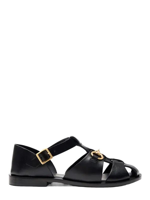 SCAROSSO Helene Leather Sandals - Black