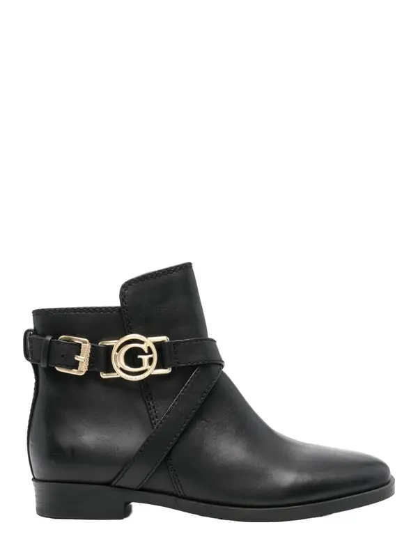 Guess Floriza Logo-plaque Leather Boots - Black