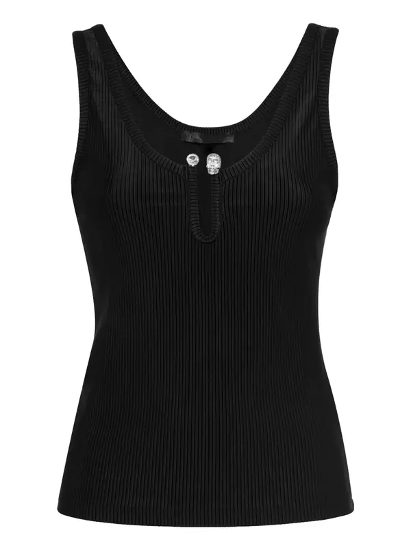 Philipp Plein Pierced Sleeveless Top - Black