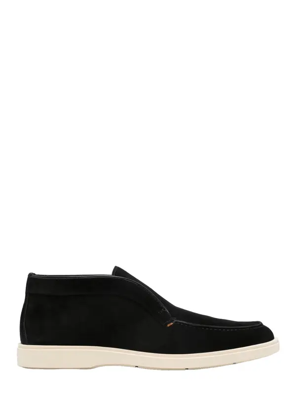 Santoni Suede Slip-on Boots - Black