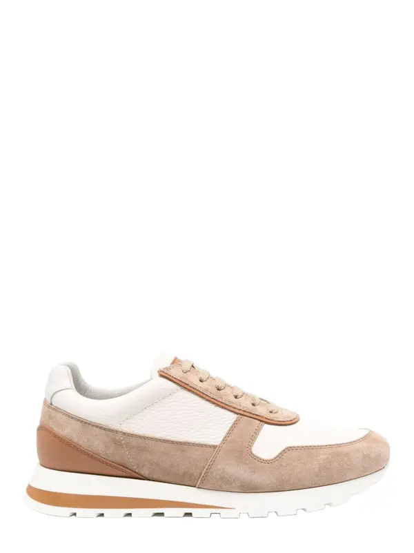 Brunello Cucinelli Panelled Leather Sneakers - Neutrals