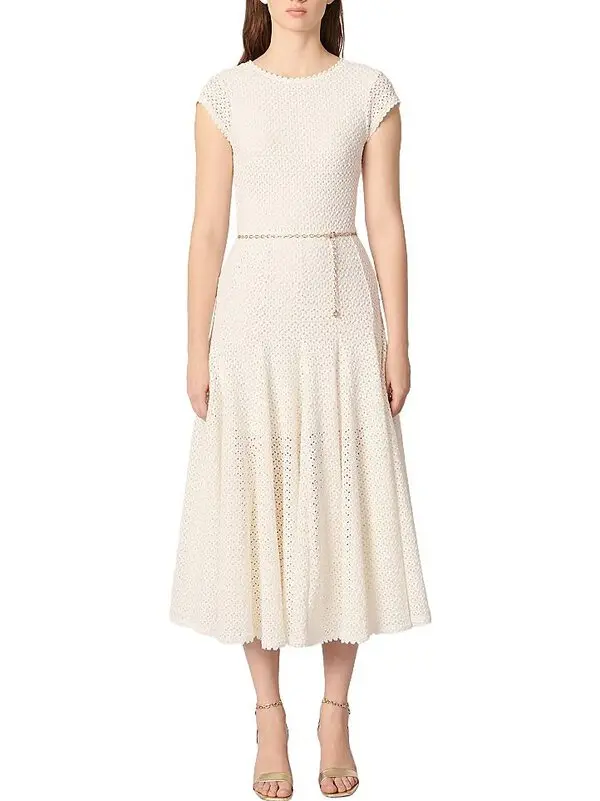 Maje Open Knit Midi Dress - White