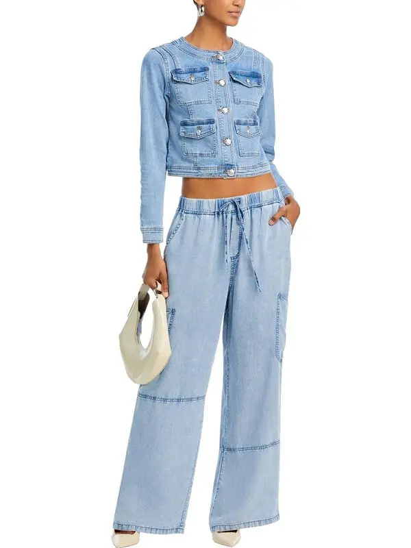Aqua Chambray Cargo Pants - Blue