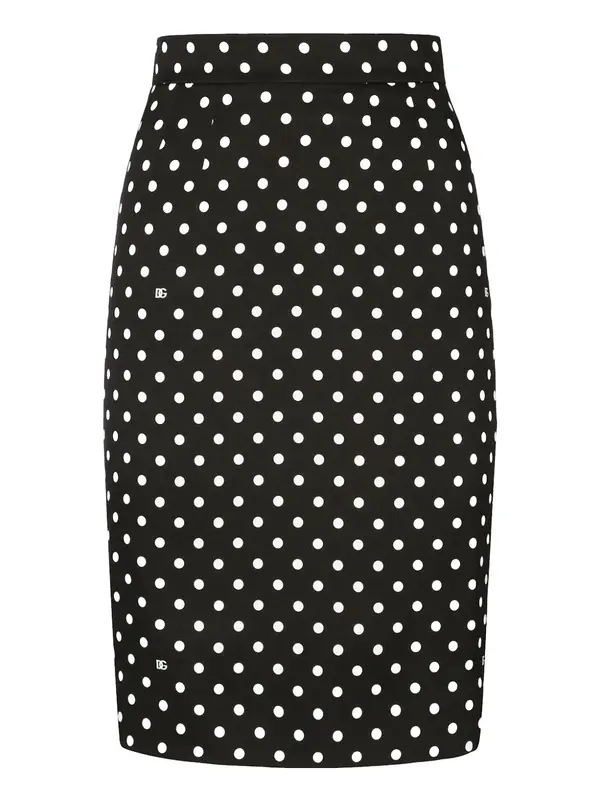 Dolce & Gabbana Polka-dot Pencil Skirt - Black