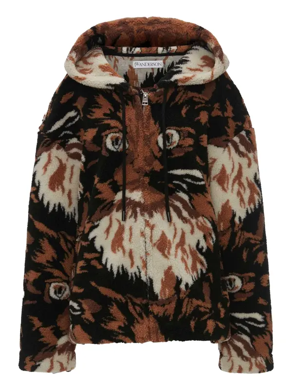 JW Anderson Faux-fur Hooded Jacket - Brown