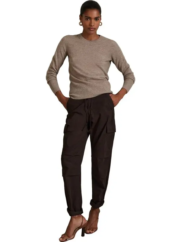 REISS Alessio Tapered Combat Trousers - Chocolate