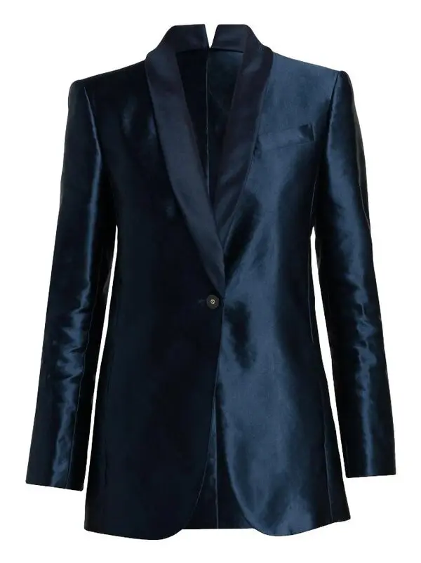 Giorgio Armani Linen-silk Tailored Blazer - Abyss Blue
