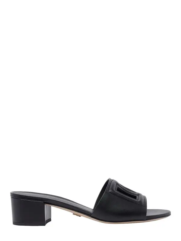Dolce & Gabbana Floral Heeled Mules - Black