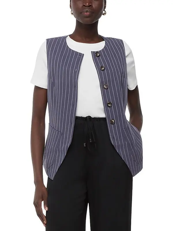 Whistles Lottie Pinstriped Vest - Navy/multi