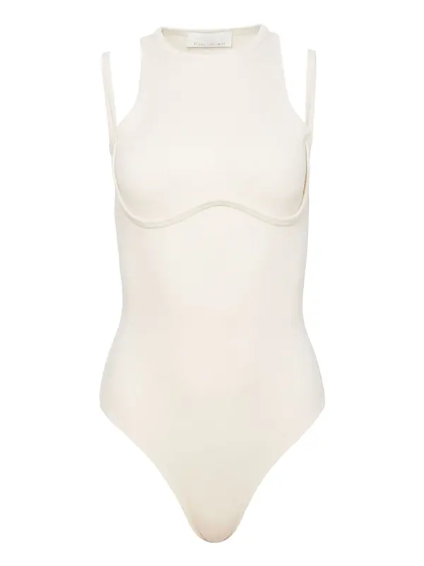 Fleur Du Mal Strappy Ribbed Bodysuit - Neutrals