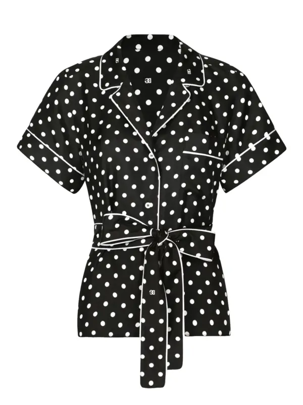 Dolce & Gabbana Polka-dot Silk Shirt - Black