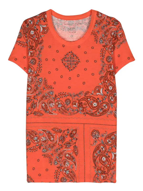 Majestic Filatures Bandana-print Jersey T-shirt - Orange