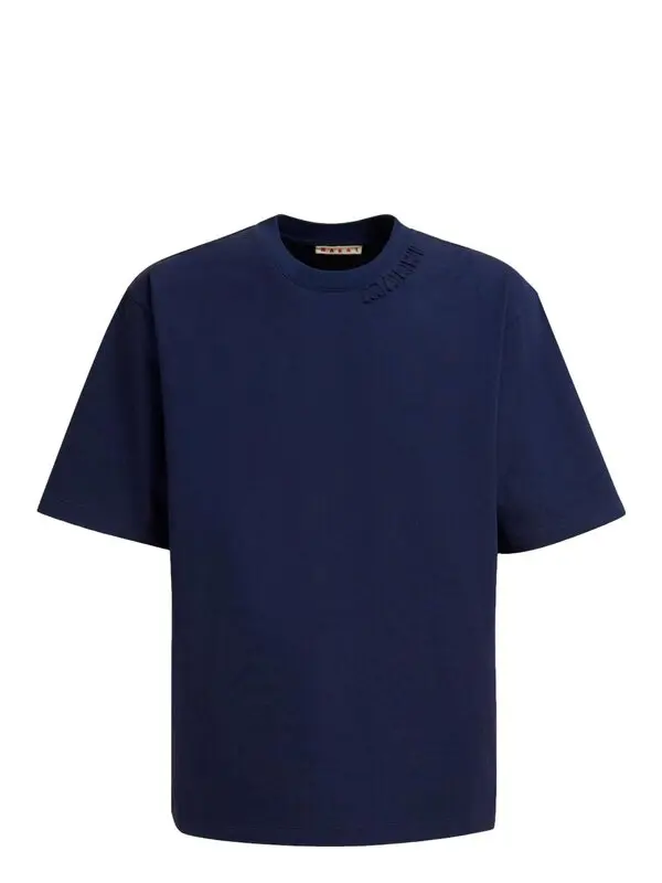 Marni Logo-appliqué Cotton T-shirt - Blue