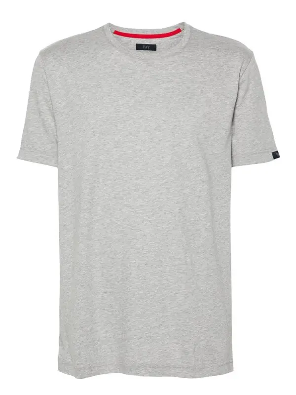 FAY Logo-patch Cotton T-shirt - Grey