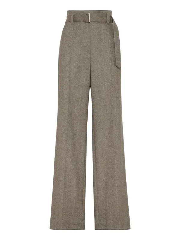 Brunello Cucinelli Herringbone Trousers - Brown