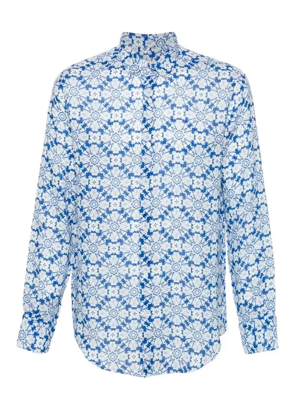 PENINSULA SWIMWEAR Floral-print Linen Shirt - Blue