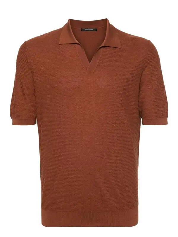 Tagliatore Paco Split-neck Polo Shirt - Brown