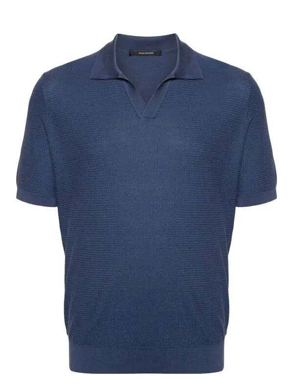 Tagliatore Paco Split-neck Polo Shirt - Blue