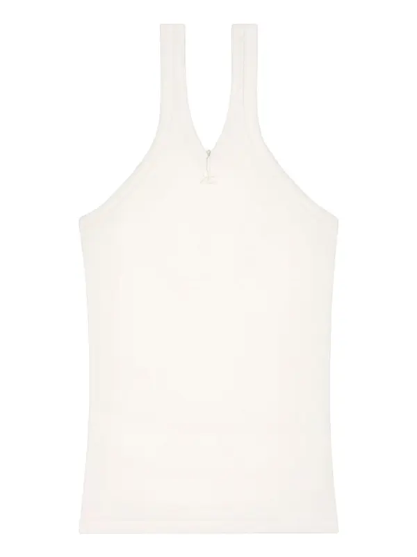 COURREGES Logo-embroidered Ribbed Tank Top - White