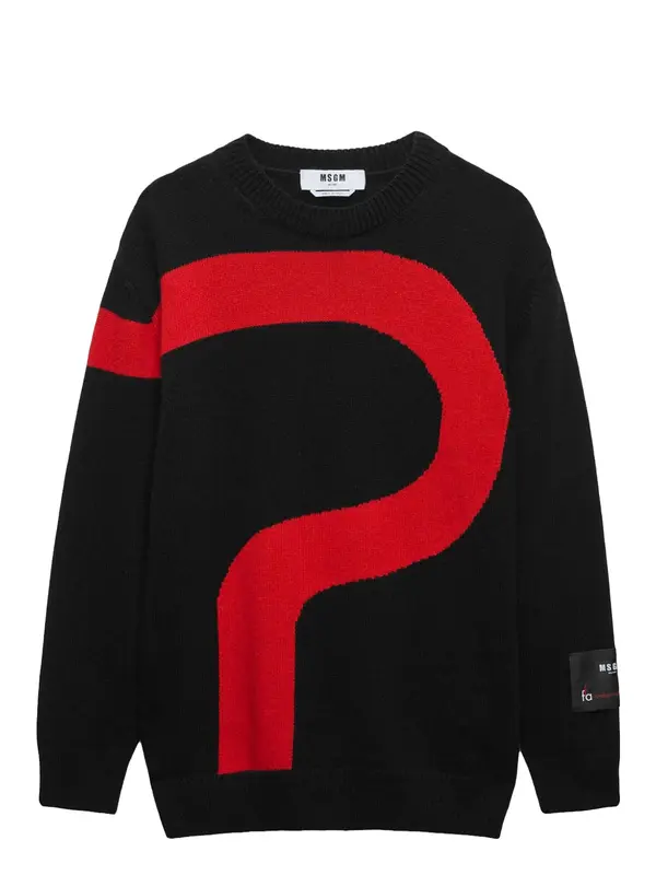 MSGM Logo Appliqué Sleeve Jumper - Black