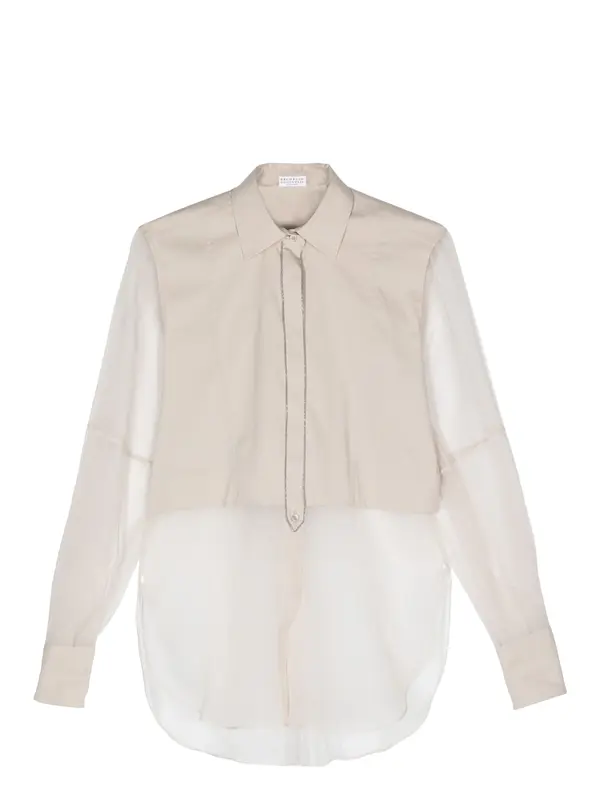 Brunello Cucinelli Monili-chain Paneled Shirt - Neutrals
