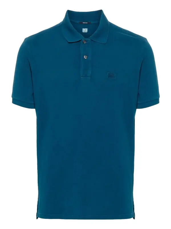 C.P. COMPANY Logo-embroidered Cotton Polo Shirt - Blue
