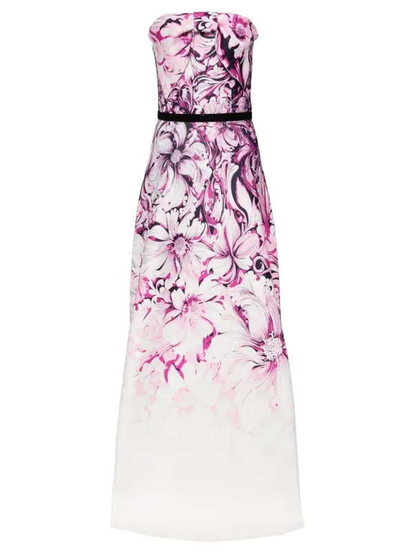 SAIID KOBEISY Floral-print Strapless Gown - Purple
