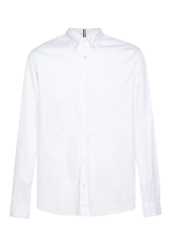 BOSS Logo-embroidered Poplin Shirt - White