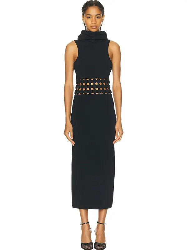 Alaïa Hooded Highneck Dress - Noir Alaia