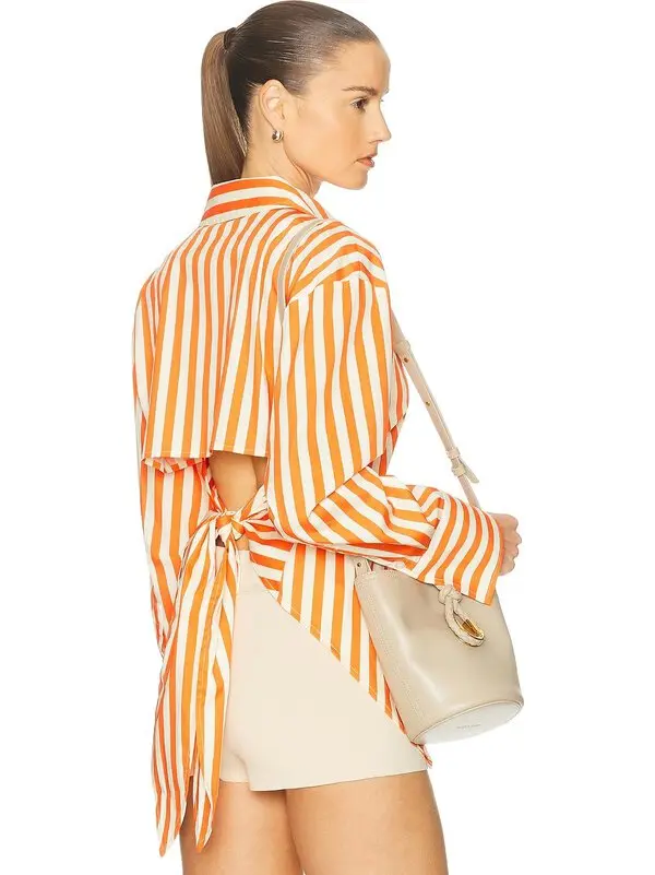 SIMONMILLER Loch Poplin Button Up Top - Coral Cabana Stripe