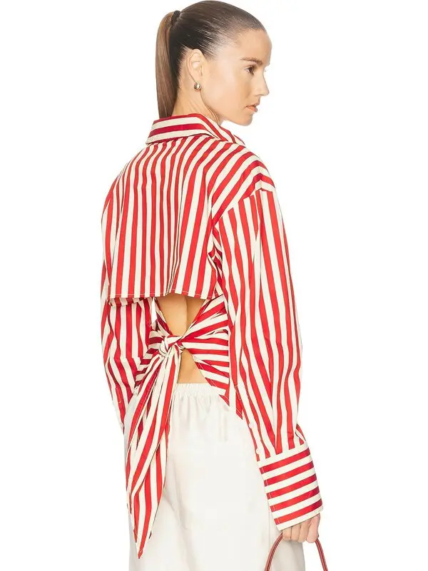 SIMONMILLER Loch Poplin Button-up Top - Venetian Red Stripe