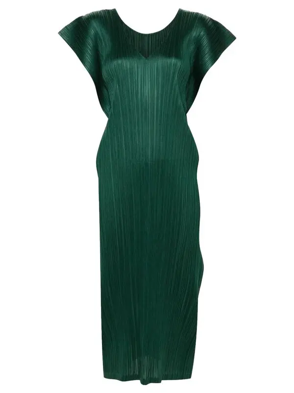 Issey Miyake March Plissé Minidress - Green