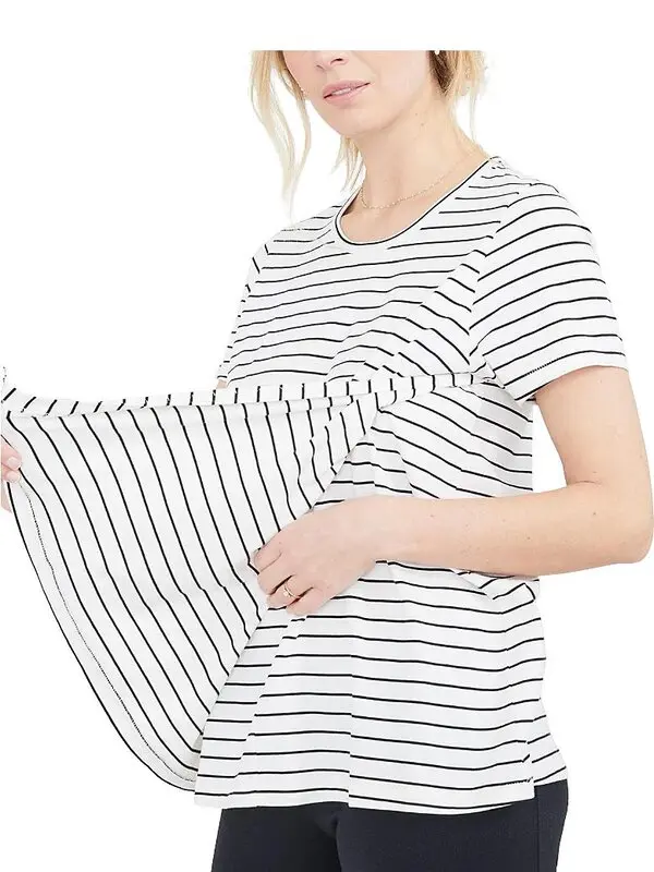 Hatch Collection Maternity Nursing Tee - Black/ White Stripe