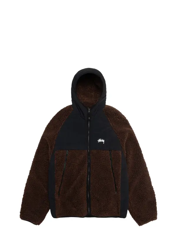 StÜssy Sherpa Paneled Hooded Jacket - Brown