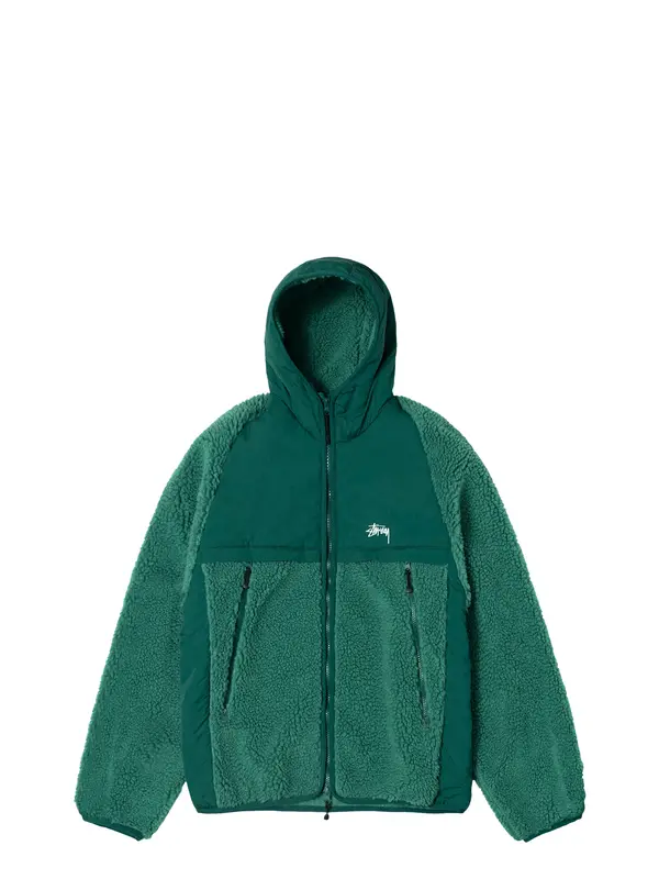 StÜssy Sherpa Paneled Hooded Jacket 'teal - Green