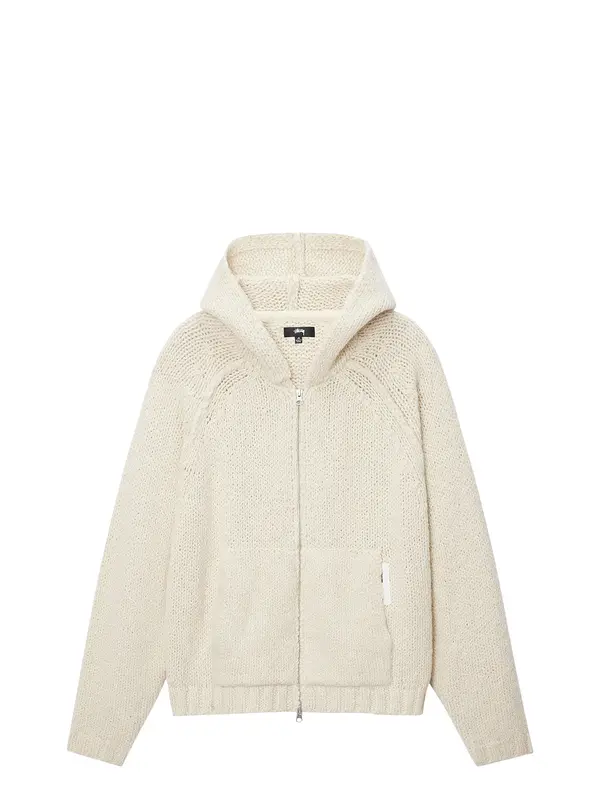 StÜssy Chunky Knit Zip Hoodie - Cream