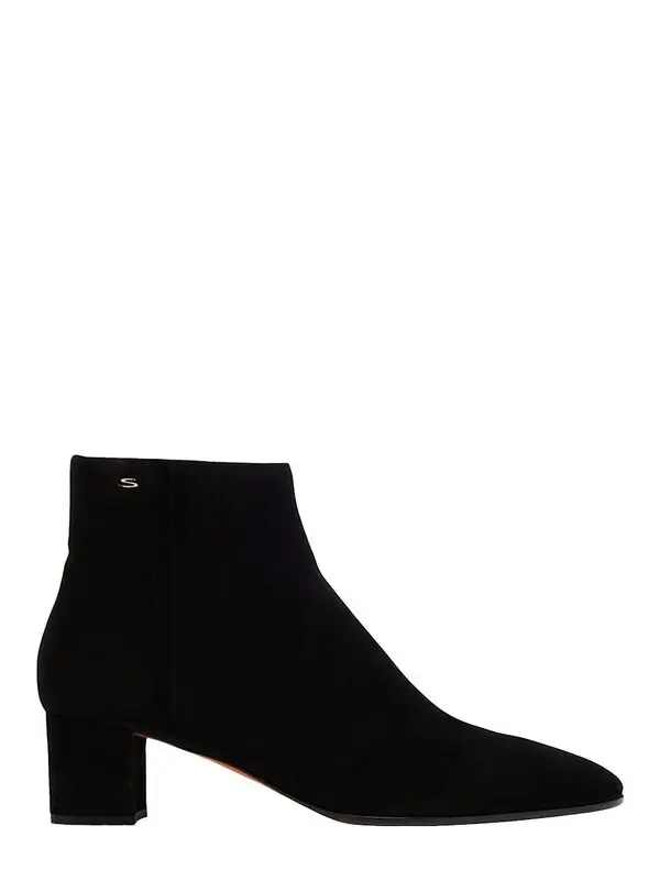 Santoni Suede Ankle Booties - Black