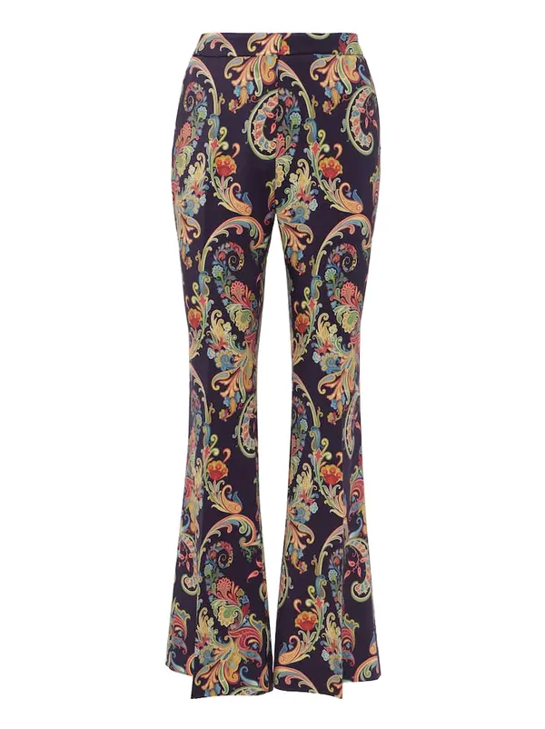 Etro Paisley Print Flared Trousers - Blue