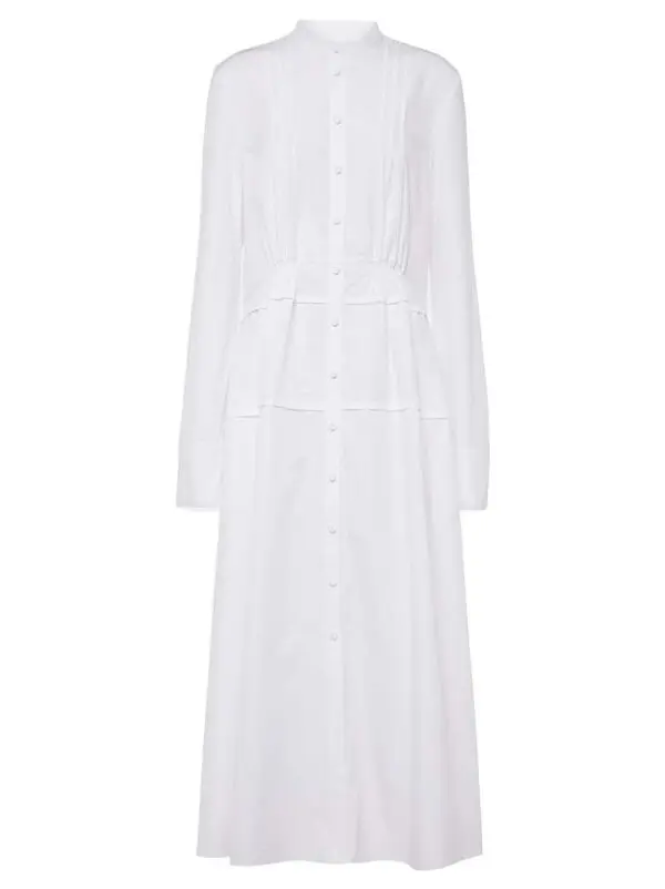 JIL SANDER Pleated Shirt Dress - White