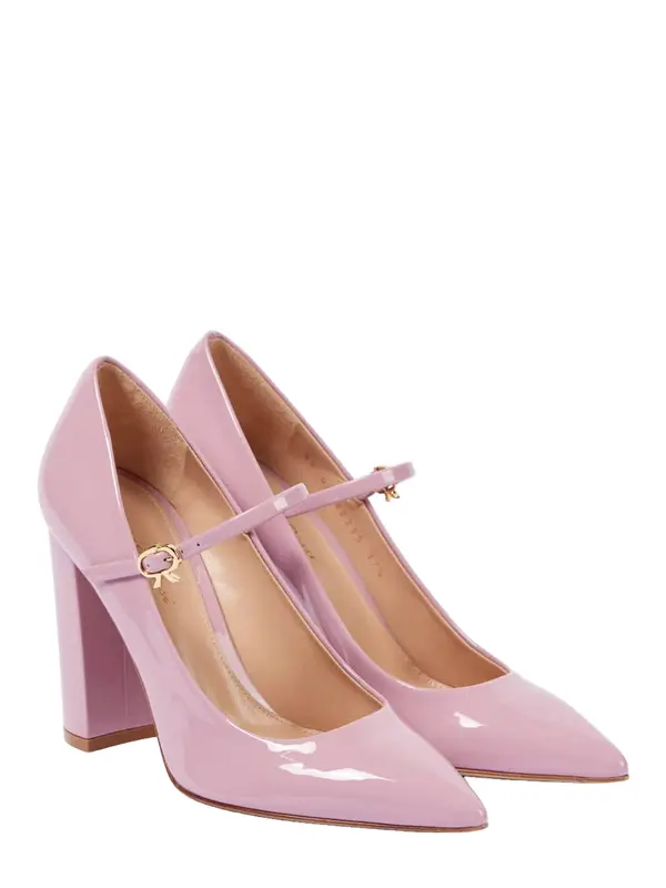GIANVITO ROSSI Ribbon Jane Patent Leather Pumps - Pink