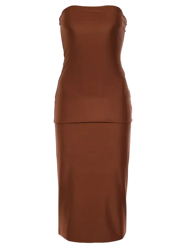 Sportmax Bilma Strapless Midi Dress - Brown
