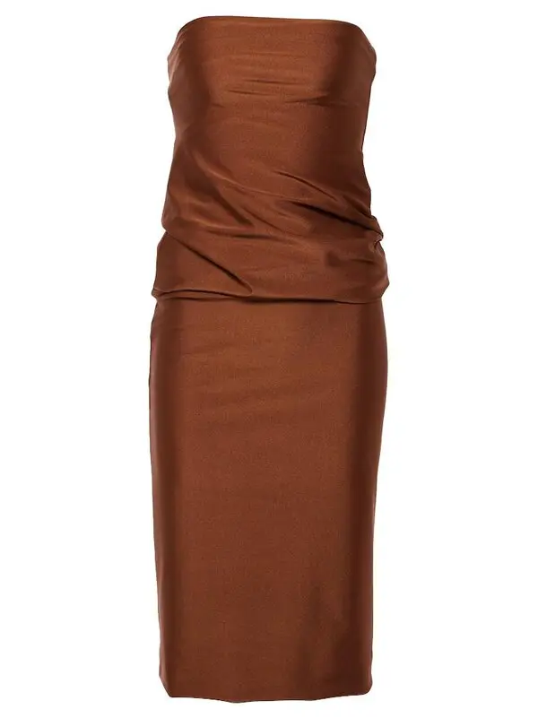 Sportmax Bilma Strapless Midi Dress - Brown