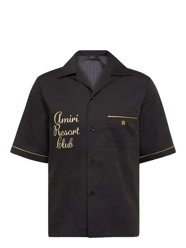Amiri Resort Club Embroidered Cotton Bowling Shirt - Black