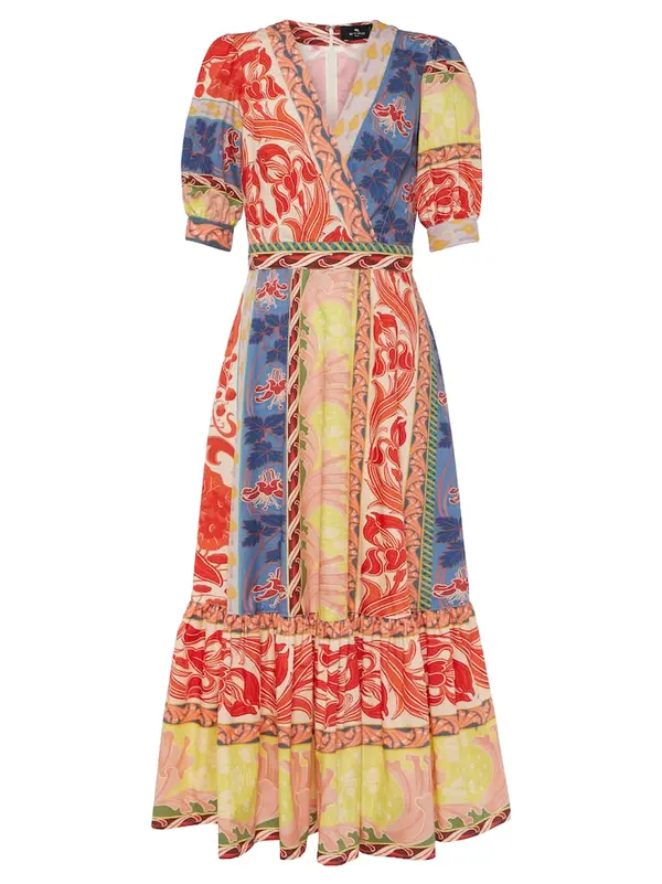 Etro Printed Cotton Wrap Dress - Multicoloured