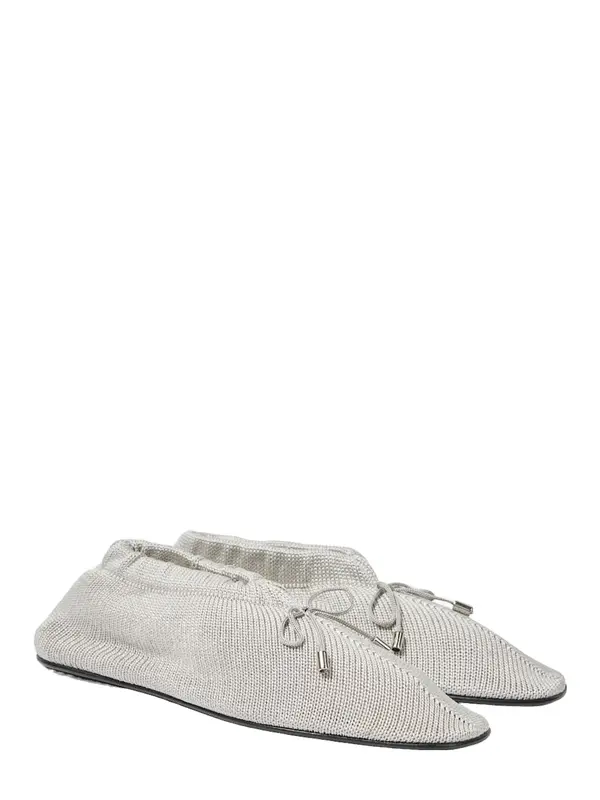 TOTEME Bow-detail Crochet Flats - Silver