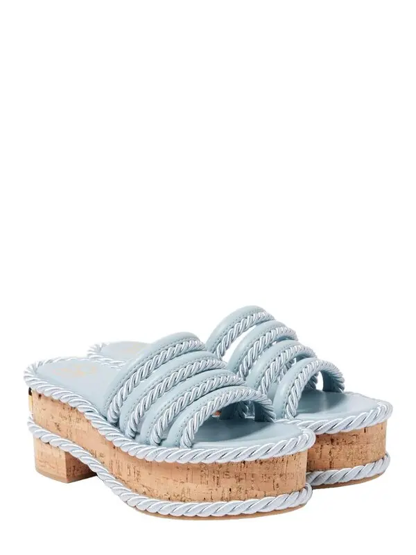 Valentino Garavani Vlogo Summerblocks Leather Platform Mules - Blue