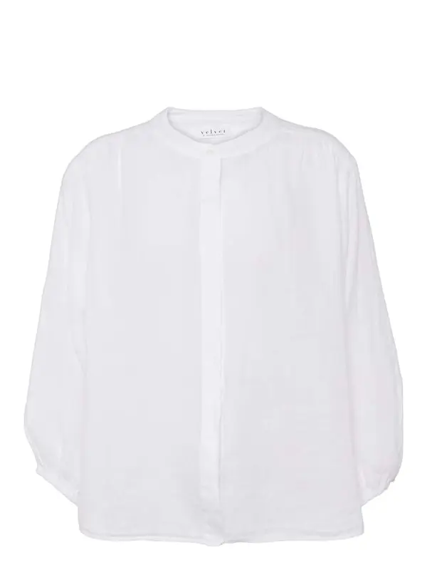 Velvet By Graham & Spencer Avis Linen Blouse - White